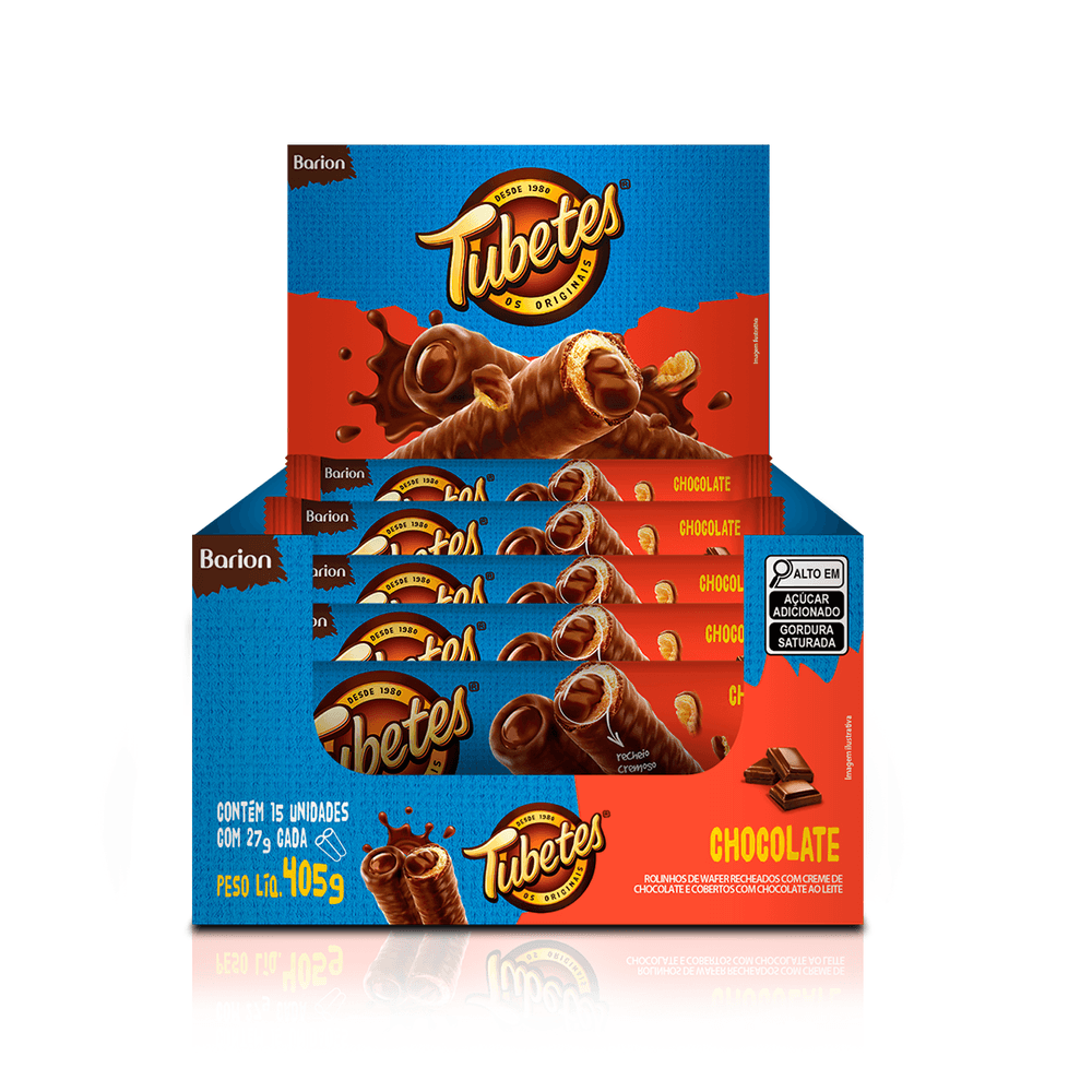 Tubetes® - Rolinho Wafer Recheado com Chocolate e Coberto com Chocolate ...